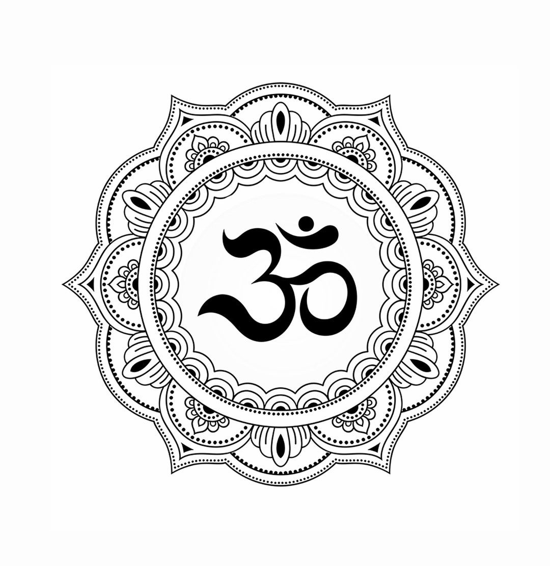 Om Ohm MANDALA Reusable Stencil Sizes A3 A4 A5 Medallion Indian Hindu ...