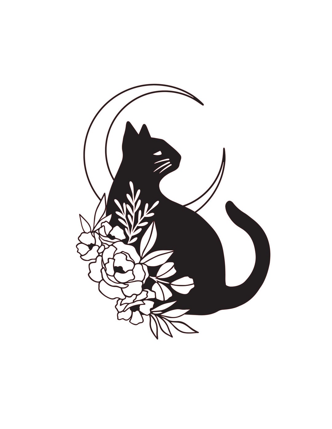 Cat and Moon Mylar Stencil, Reusable Craft Template MG47 - Etsy