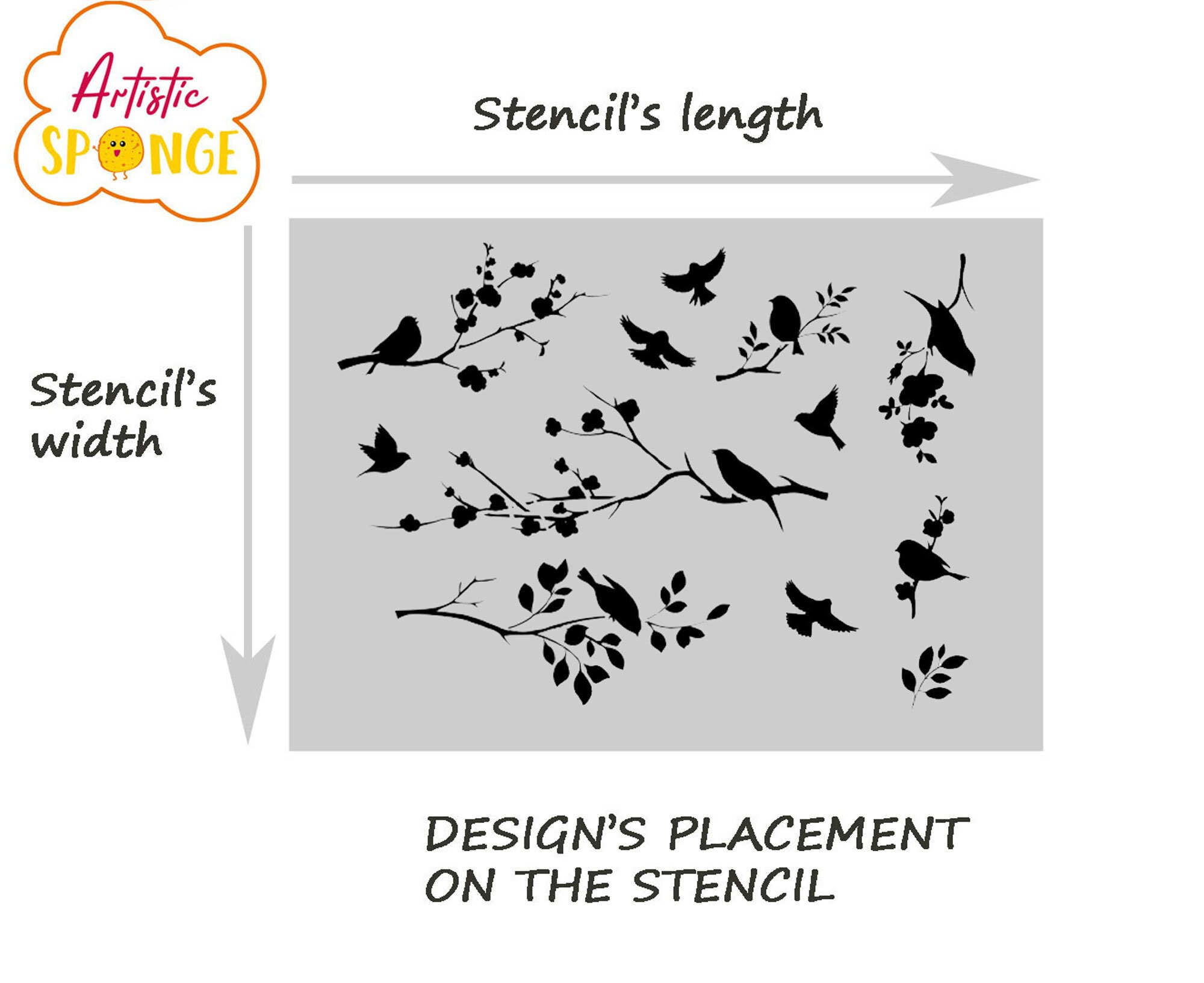 SET OF BIRDS Reusable Stencil Sizes A5 A4 A3 Romantic Shabby | Etsy