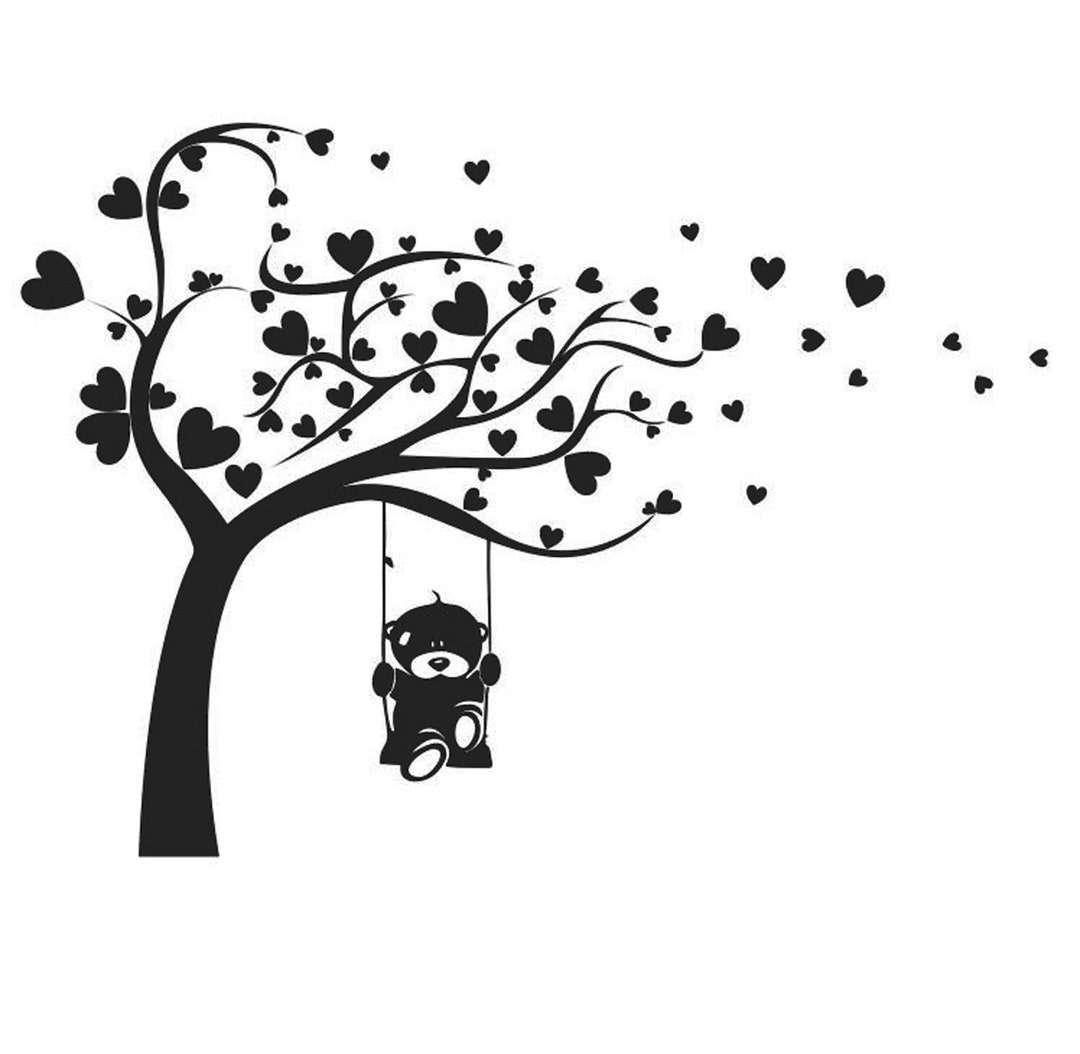 Teddy Bear on Heart Tree Stencil, DIY Decor (reusable Mylar or Self ...