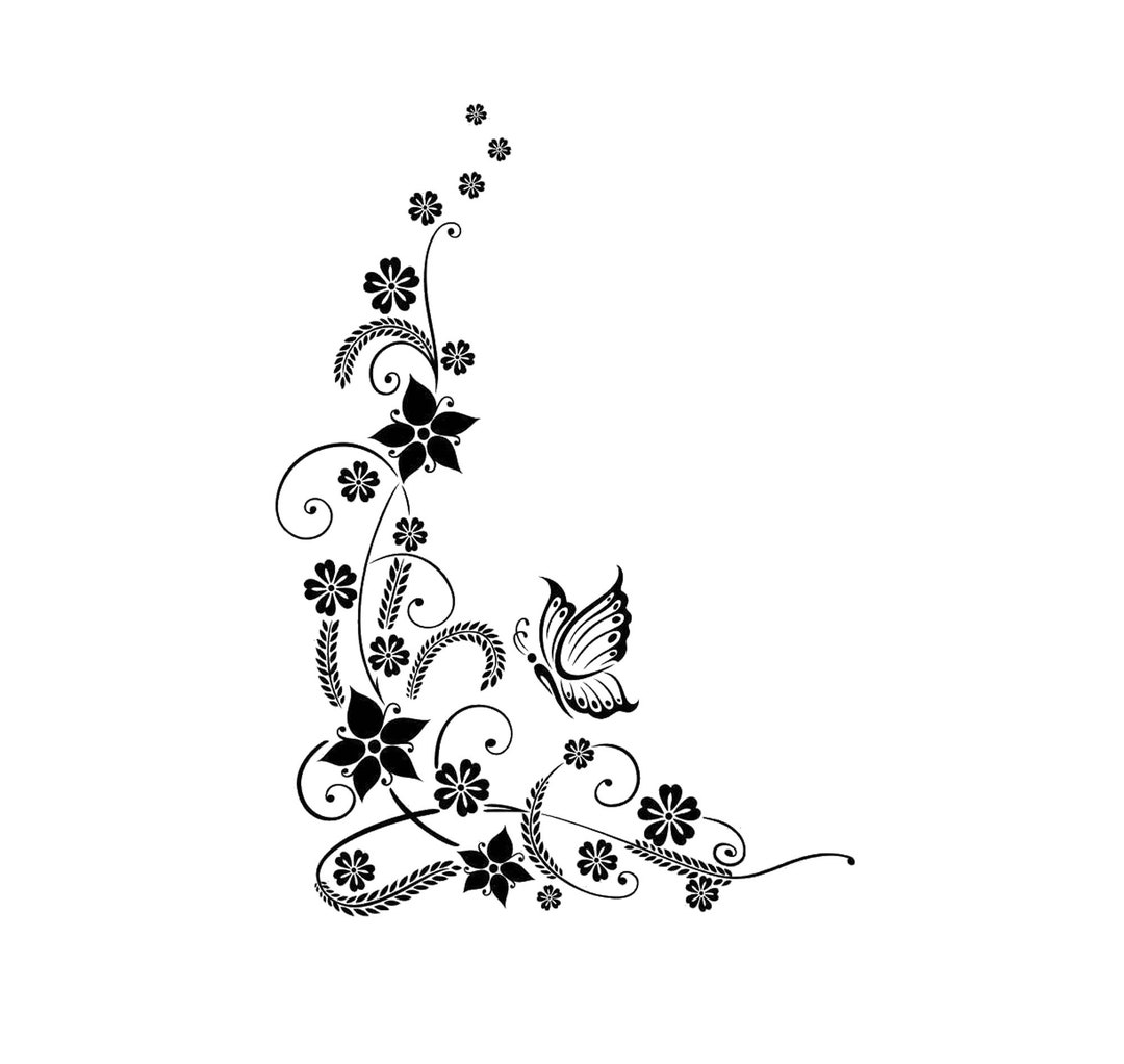 Floral Corner Reusable Stencil Sizes A5 A4 A3 Romantic Shabby Chic ...