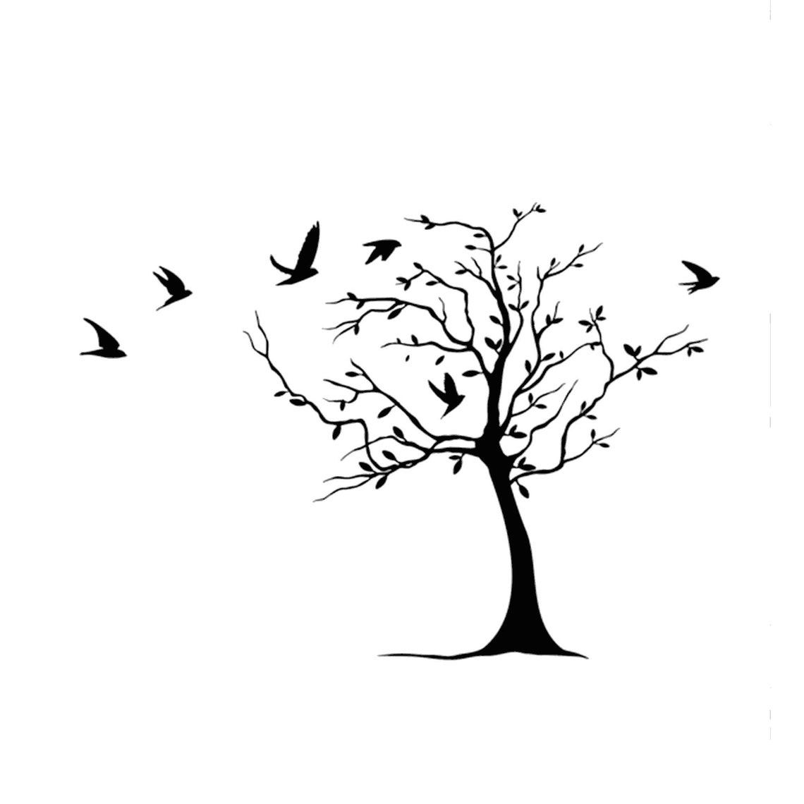 Single Tree With Birds BIG SIZES Reusable Mylar Stencil or - Etsy