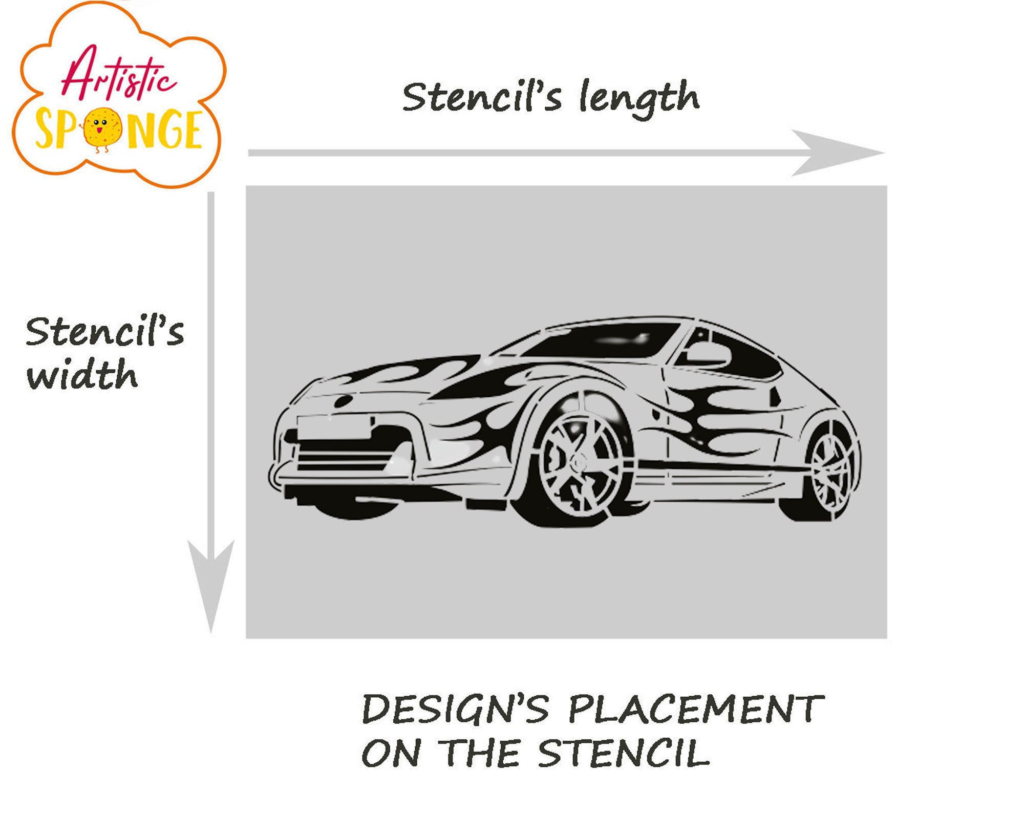 Racing Car BIG SIZES Art Craft Reusable Mylar Stencil or Self - Etsy UK