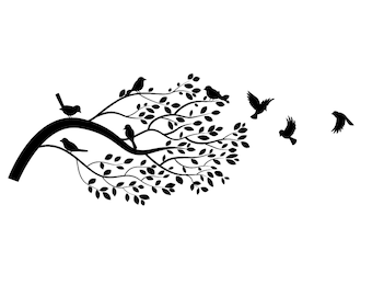 Tree With Birds Stencil Reusable Tree With Birds Stencil Art - Etsy