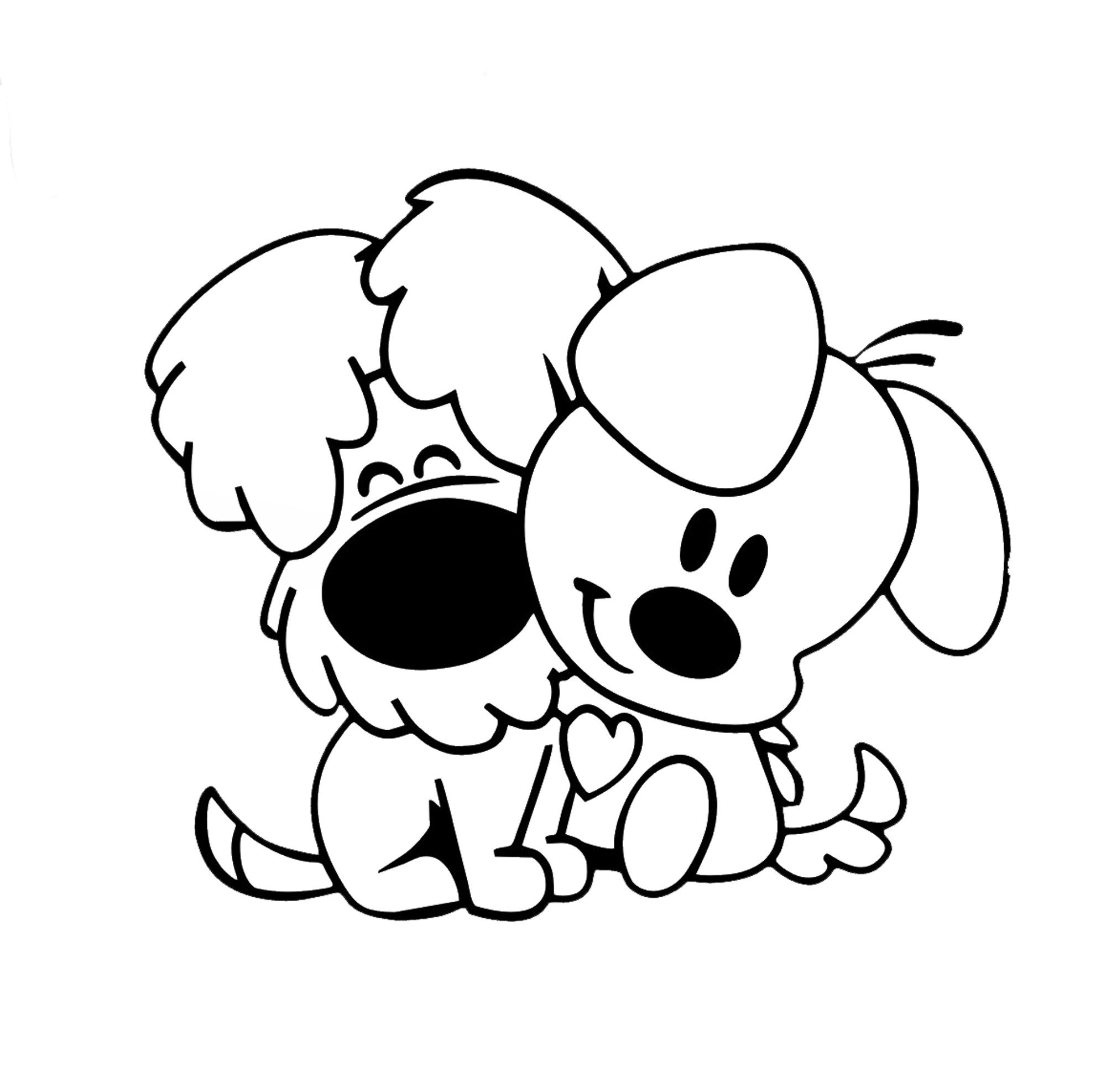 Two Dogs Cuddling Cartoon