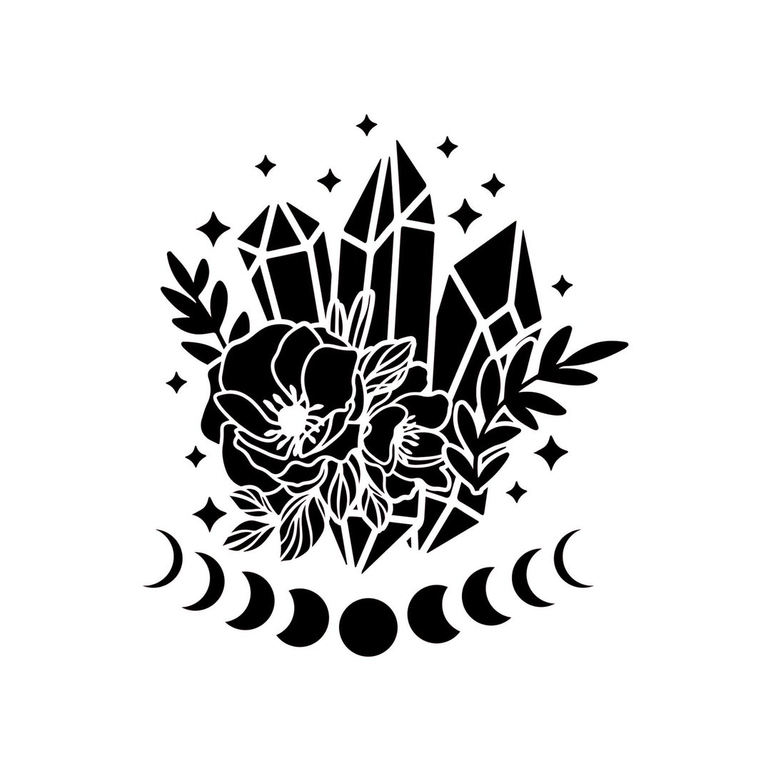 Crystals and Flowers Reusable Stencil Sizes A5 A4 A3 Decor Spiritual ...