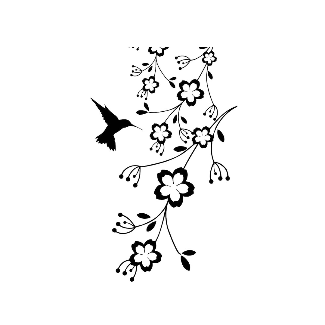 Humming-bird in Flowers Reusable Stencil Sizes A5 A4 A3 Romantic Shabby ...