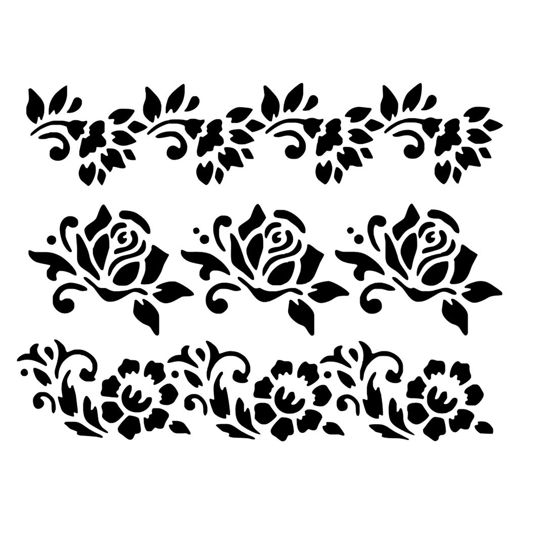Set of Roses BIG SIZES Reusable Stencil or Self Adhesive One Use ...