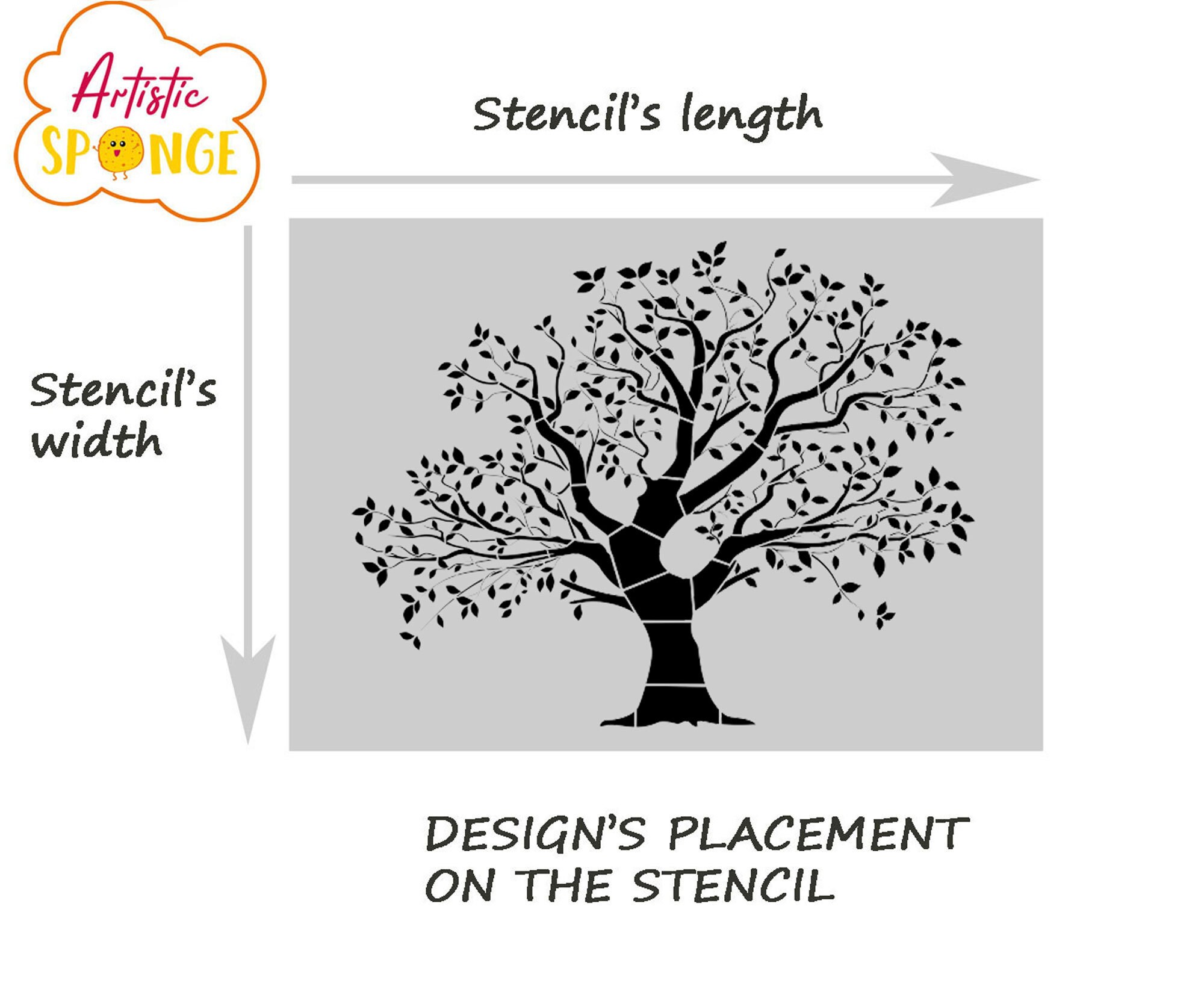 Big Oak Tree BIG SIZES Reusable Mylar Stencil or Self Adhesive - Etsy