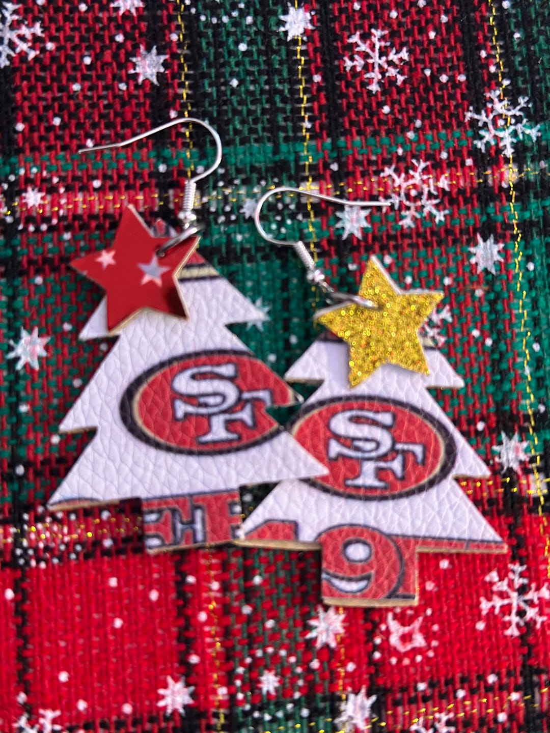 49ers Christmas Tree Earrings: Gold Sparkle San Francisco Football ...