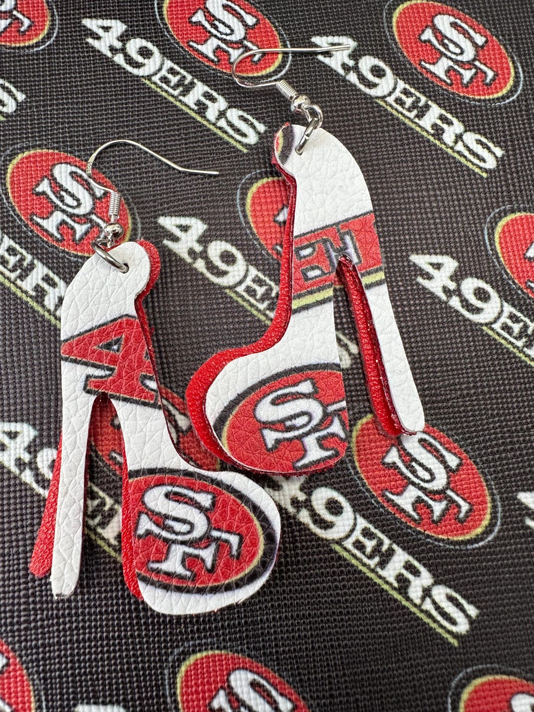 49ers High Heel Earrings: Red Sparkle, Game Day Style - Etsy