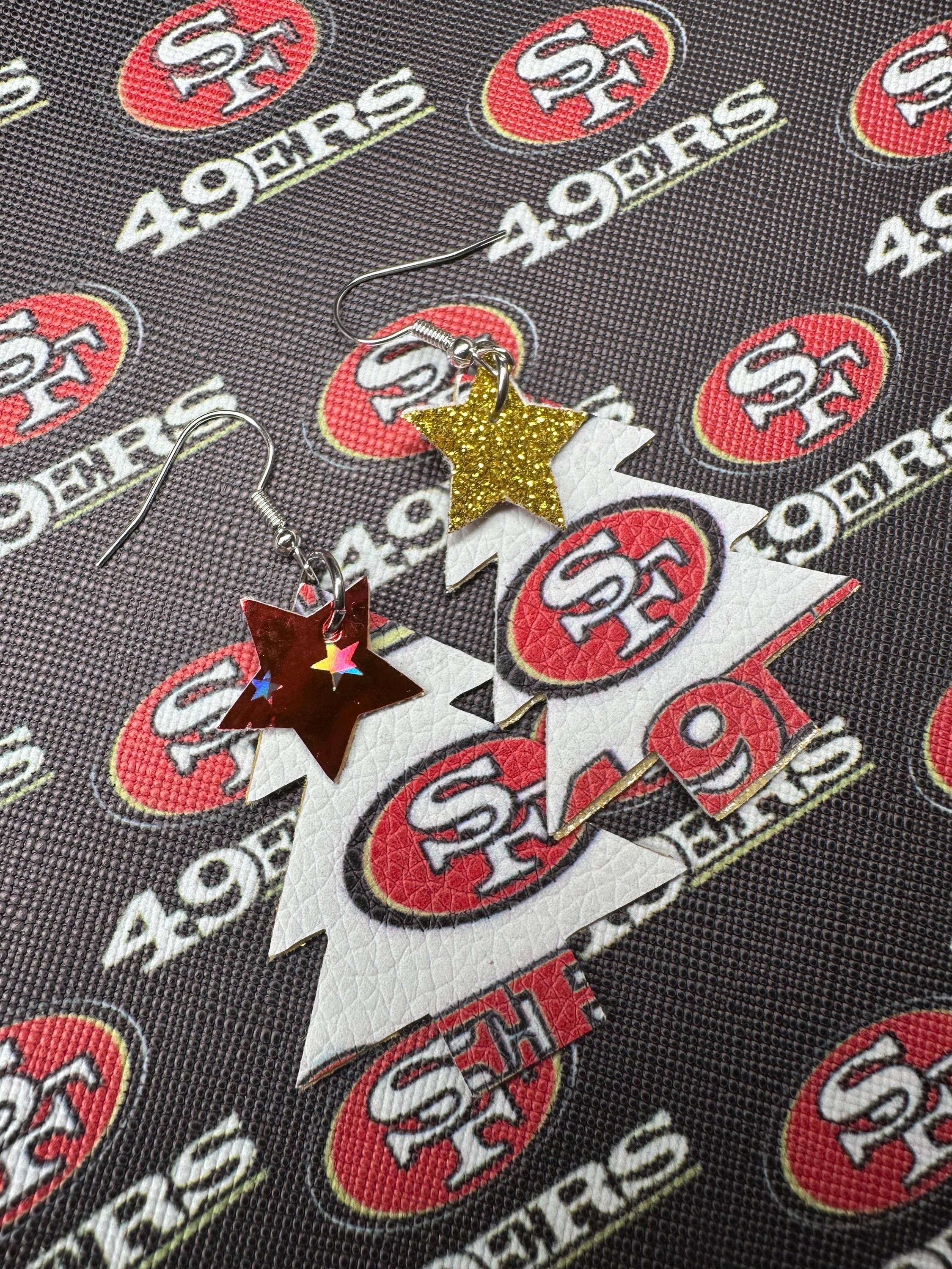 49ers Christmas Tree Earrings: Gold Sparkle San Francisco Football ...