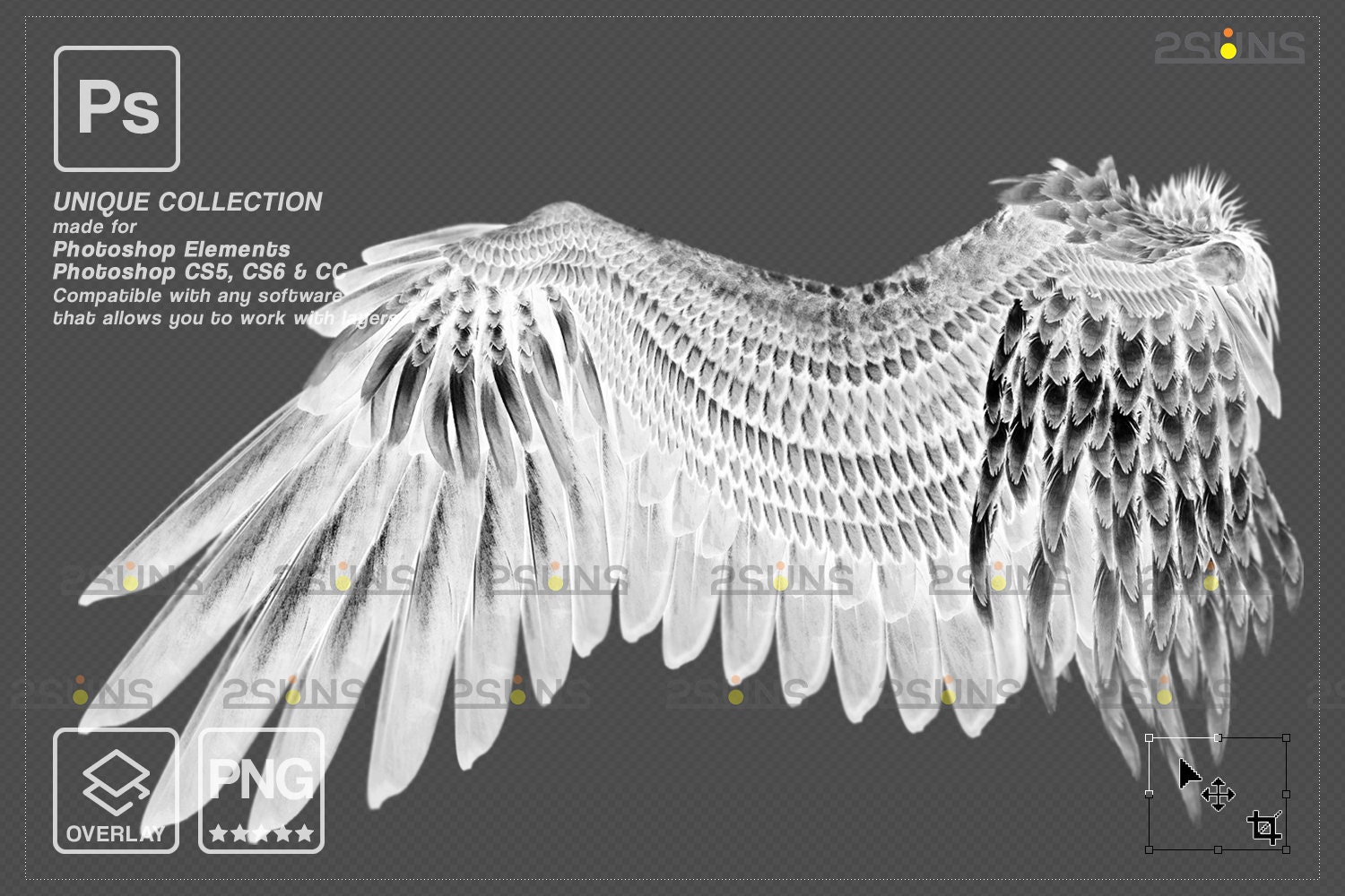 White Digital Angel Wings Overlay Photoshop Overlay - Etsy