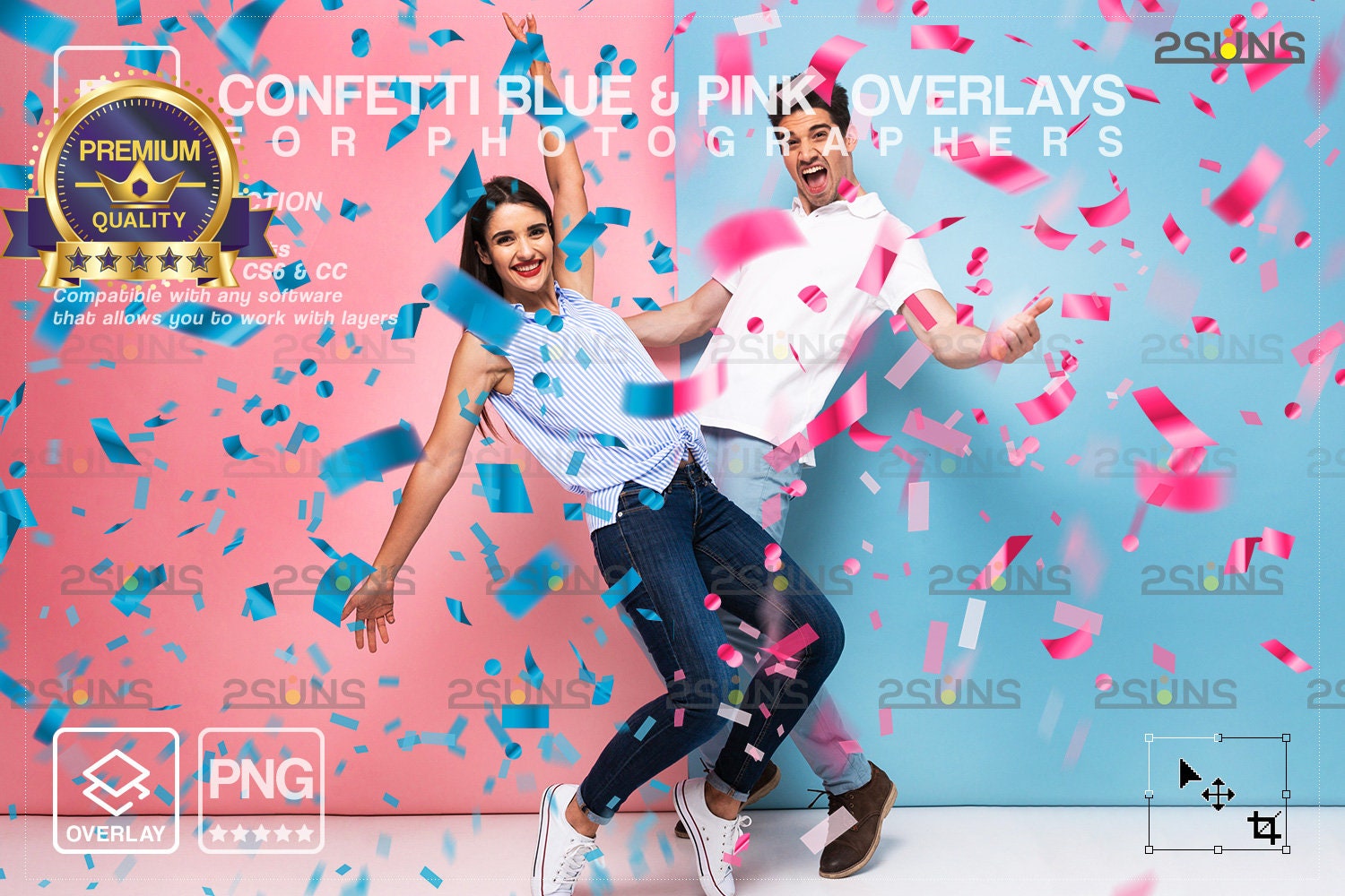 Confetti Photoshop Overlays, Gender Reveal Confetti Overlay, Confetti ...