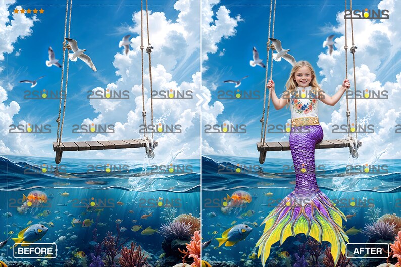 Overlay Little Mermaid, Mermaid Photoshop Overlays, Mermaid Tail Photo ...