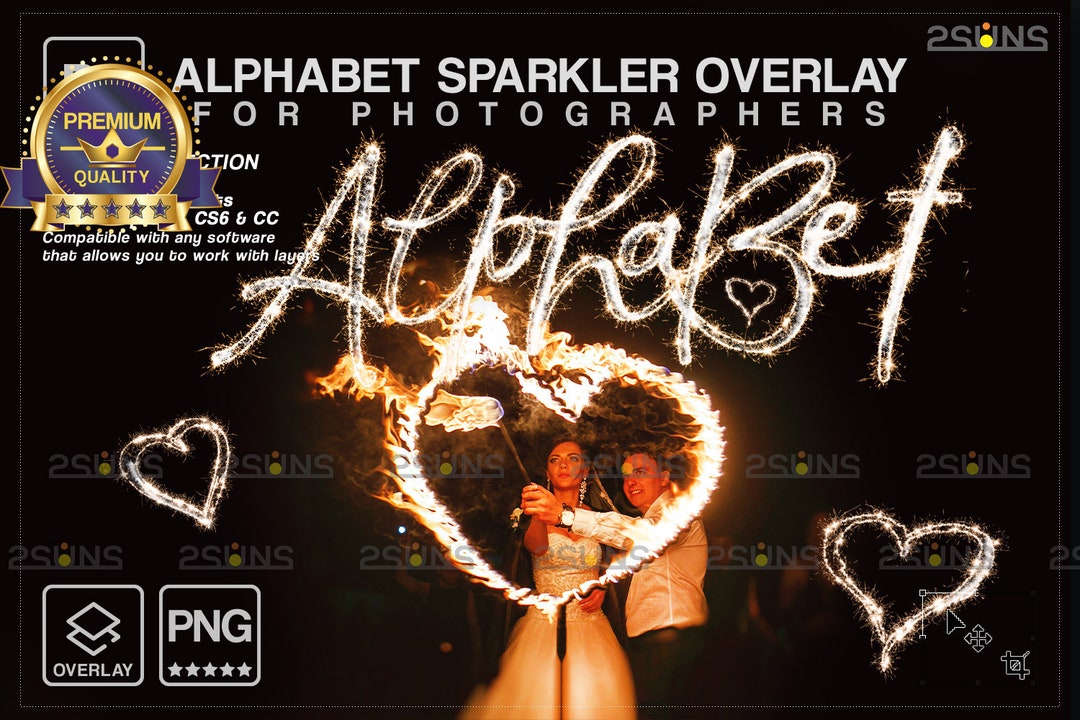 Photoshop Overlays Alphabet Sparkler Font, Wedding Sparkler Overlay ...