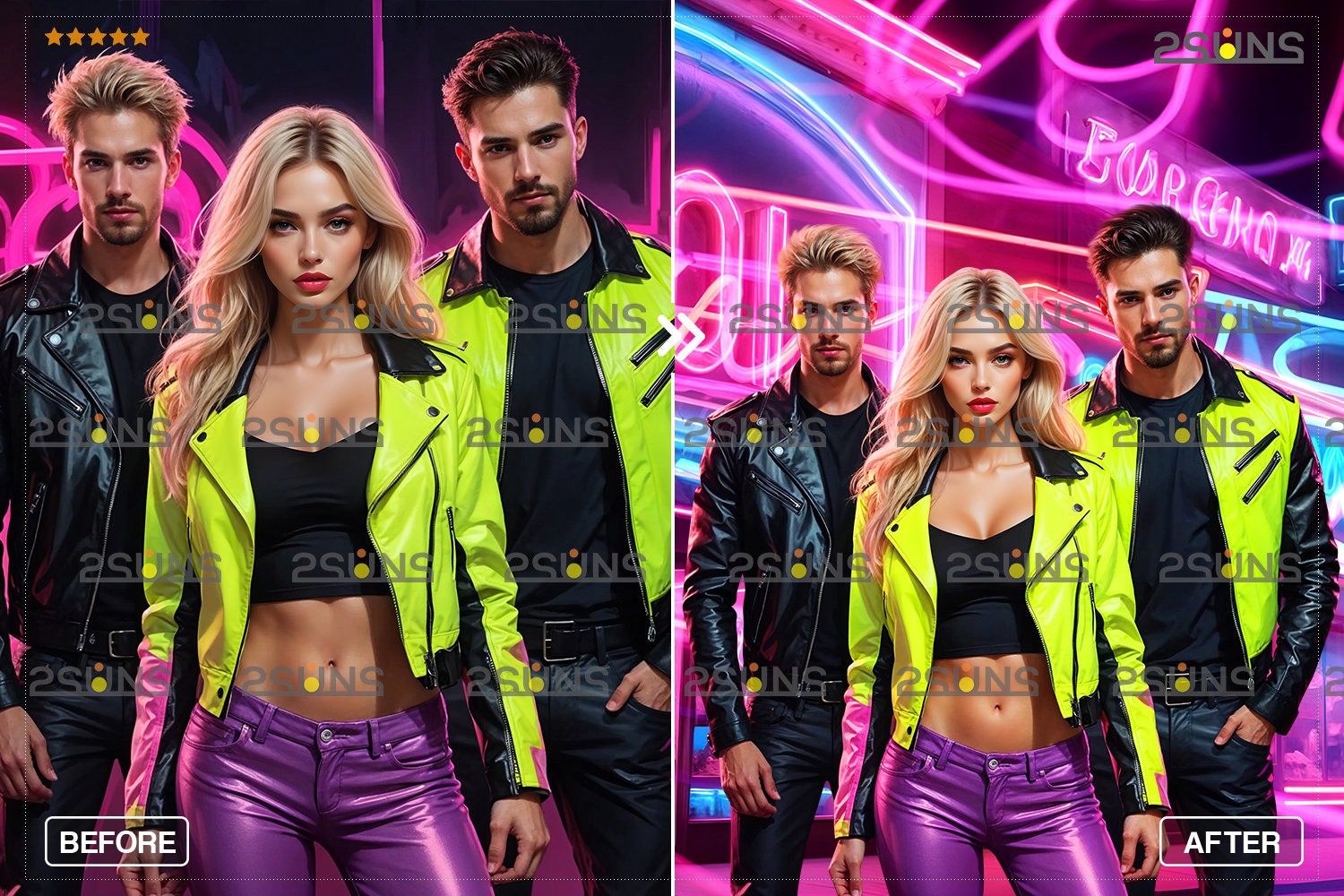 Neon Photoshop Overlays, Bokeh Overlays, Neon Background, Neon Light ...