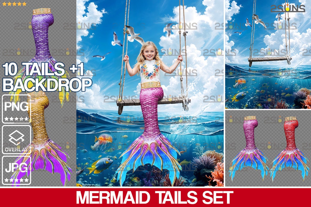 Overlay Little Mermaid, Mermaid Photoshop Overlays, Mermaid Tail Photo ...