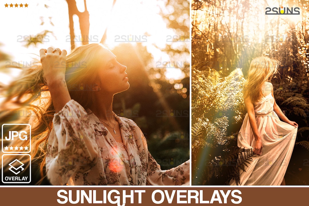 Sunlight Photoshop Overlays, Lens Flare Digital Textures for Photo ...