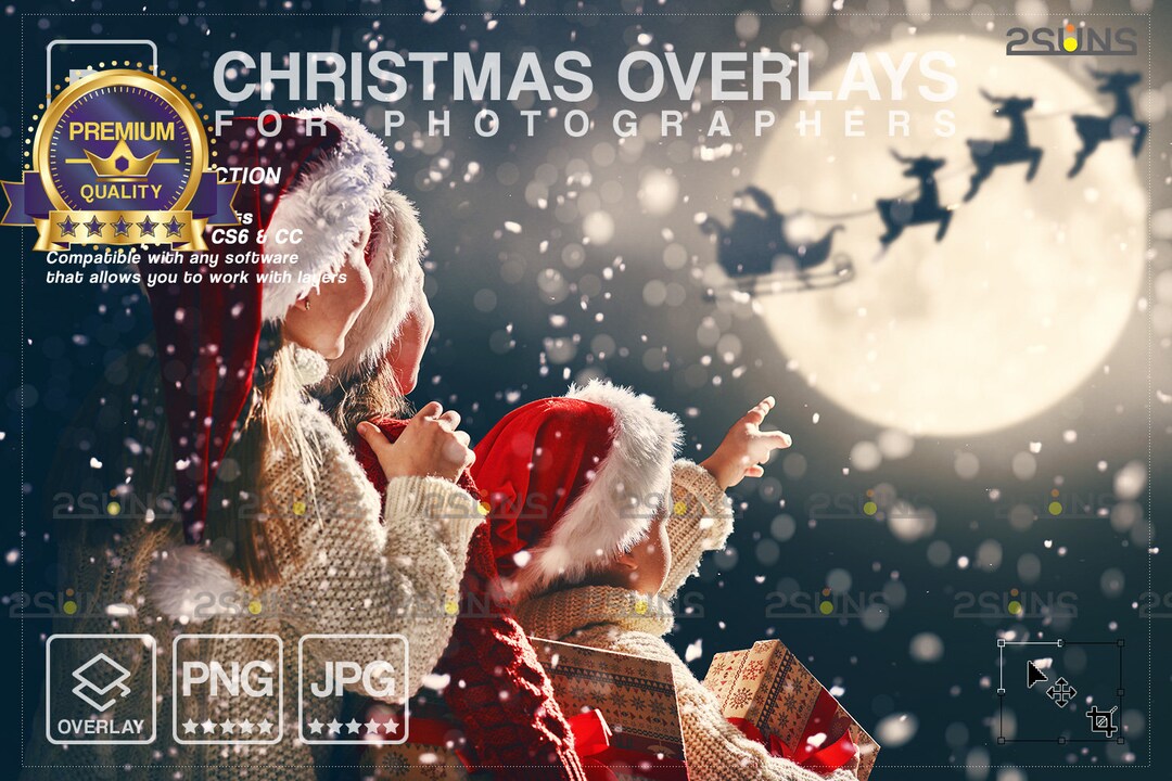 Christmas Sparkler Overlay, Santa Overlay, Photoshop Overlays ...