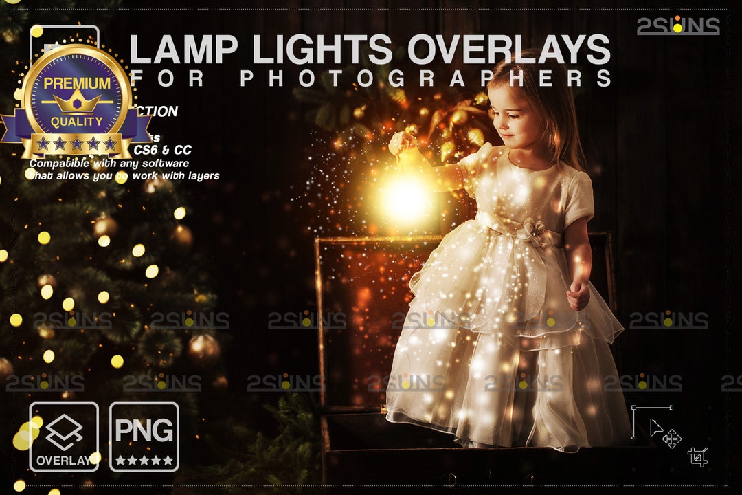 Lamp Light Photoshop Overlays, Bokeh Overlays, Christmas Lights Photo ...