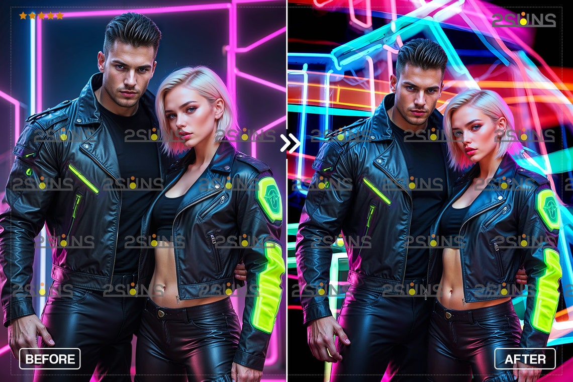 Neon Photoshop Overlays, Bokeh Overlays, Neon Background, Neon Light ...