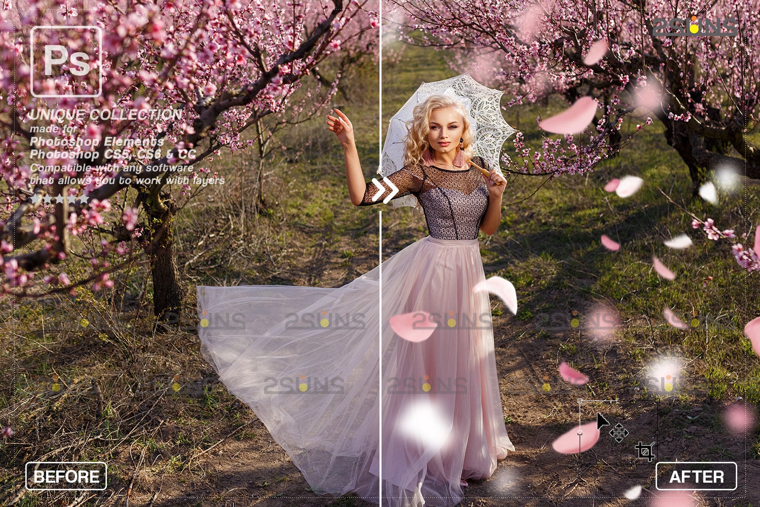 Flower overlays & Photoshop overlay: Petals flower overlay | Etsy