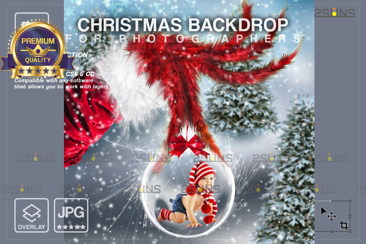 Christmas Photoshop Overlays, Christmas Overlays, Christmas Photo ...