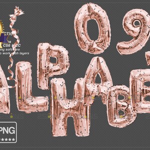 Rose Gold Foil Balloons Photoshop Overlays, Party Photo Overlays ...