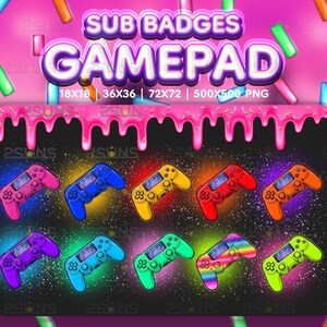 10 Controller Sub Badges, Joystick Bit Badges, Gaming Sub Badges ...