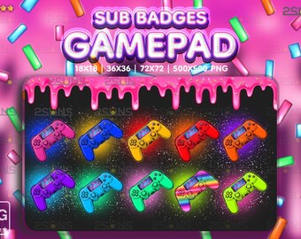 10 Controller Sub Badges, Joystick Bit Badges, Gaming Sub Badges ...