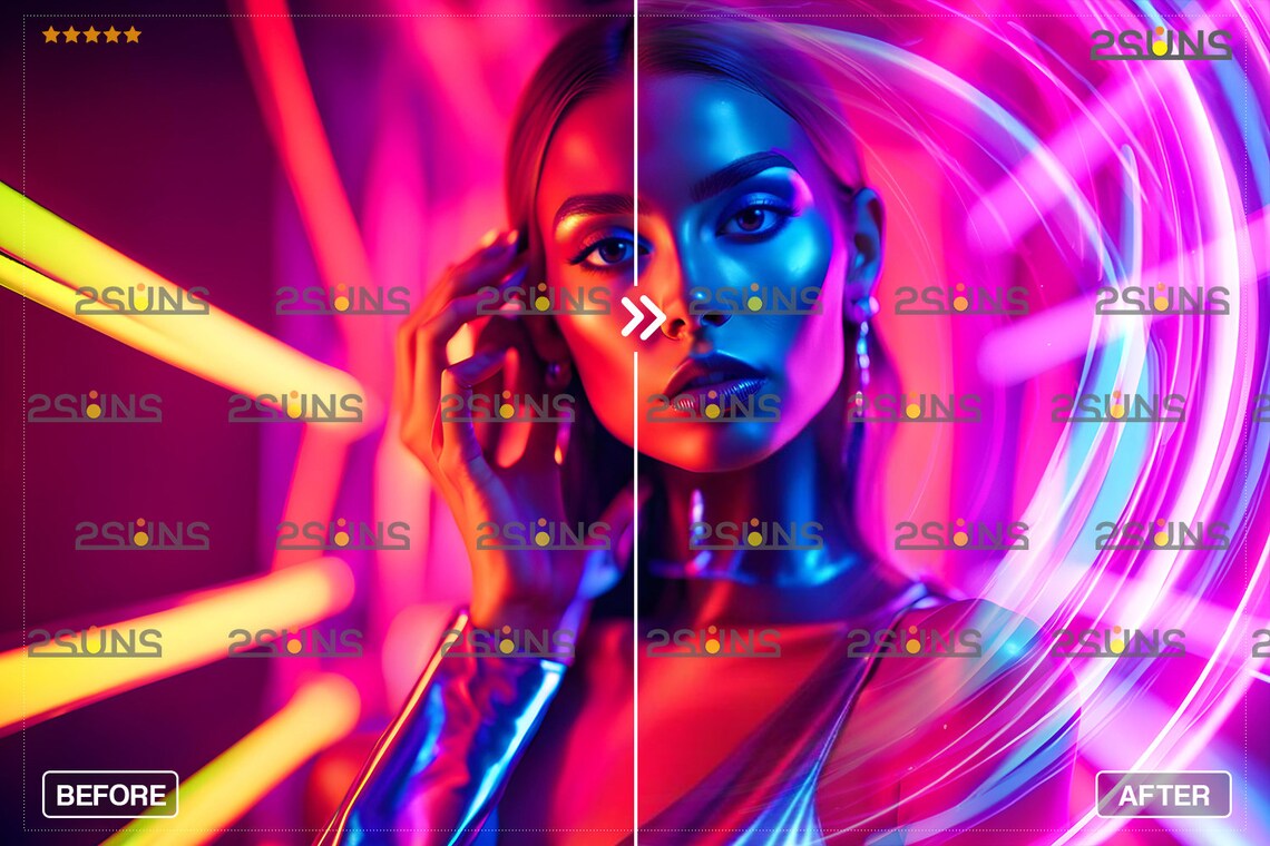 Neon Photoshop Overlays, Bokeh Overlays, Neon Background, Neon Light ...