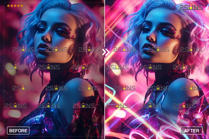 Neon Photoshop Overlays, Bokeh Overlays, Neon Background, Neon Light ...