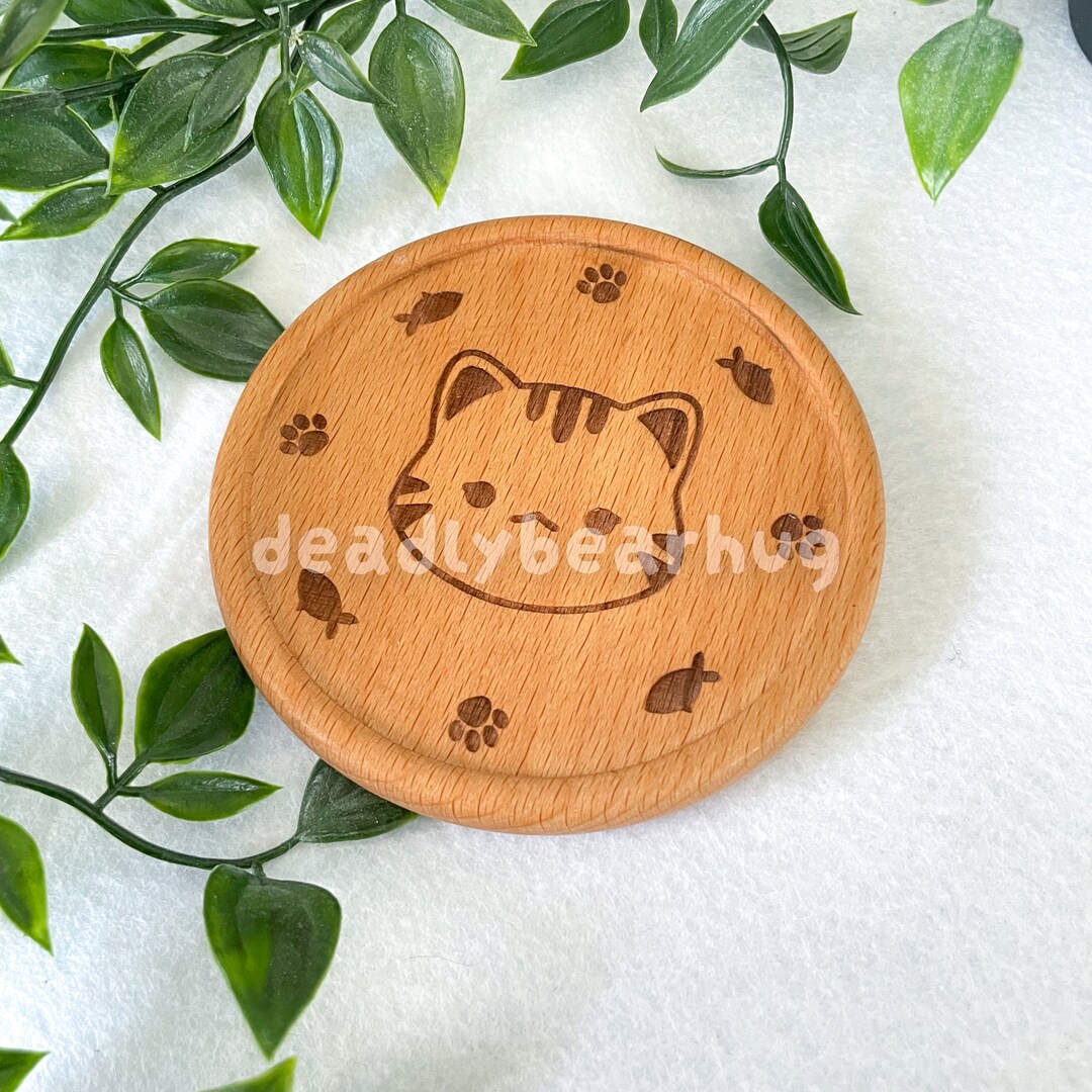 Tabby Cat Wooden Coaster Beech Pet Lifestyle and Home Decor Gift ...