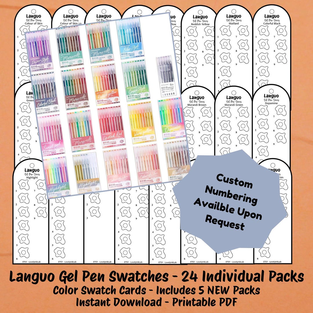 Languo Gel Pen Swatches for Individual Packs - 24 Packs Total (includes ...