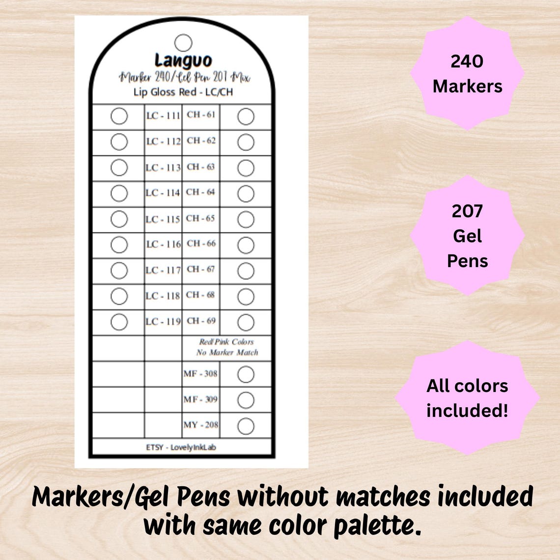 Side by Side Swatches - Languo 240 Acrylic Brush Marker and 207 Languo Side by Side Swatches ...