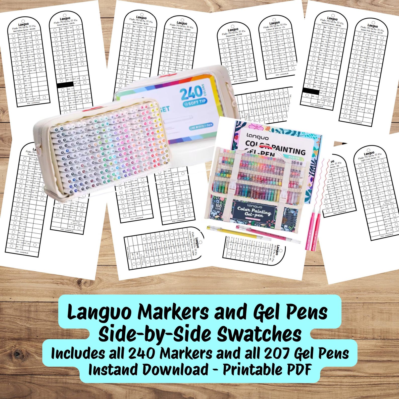 Side by Side Swatches - Languo 240 Acrylic Brush Marker and 207 Languo ...