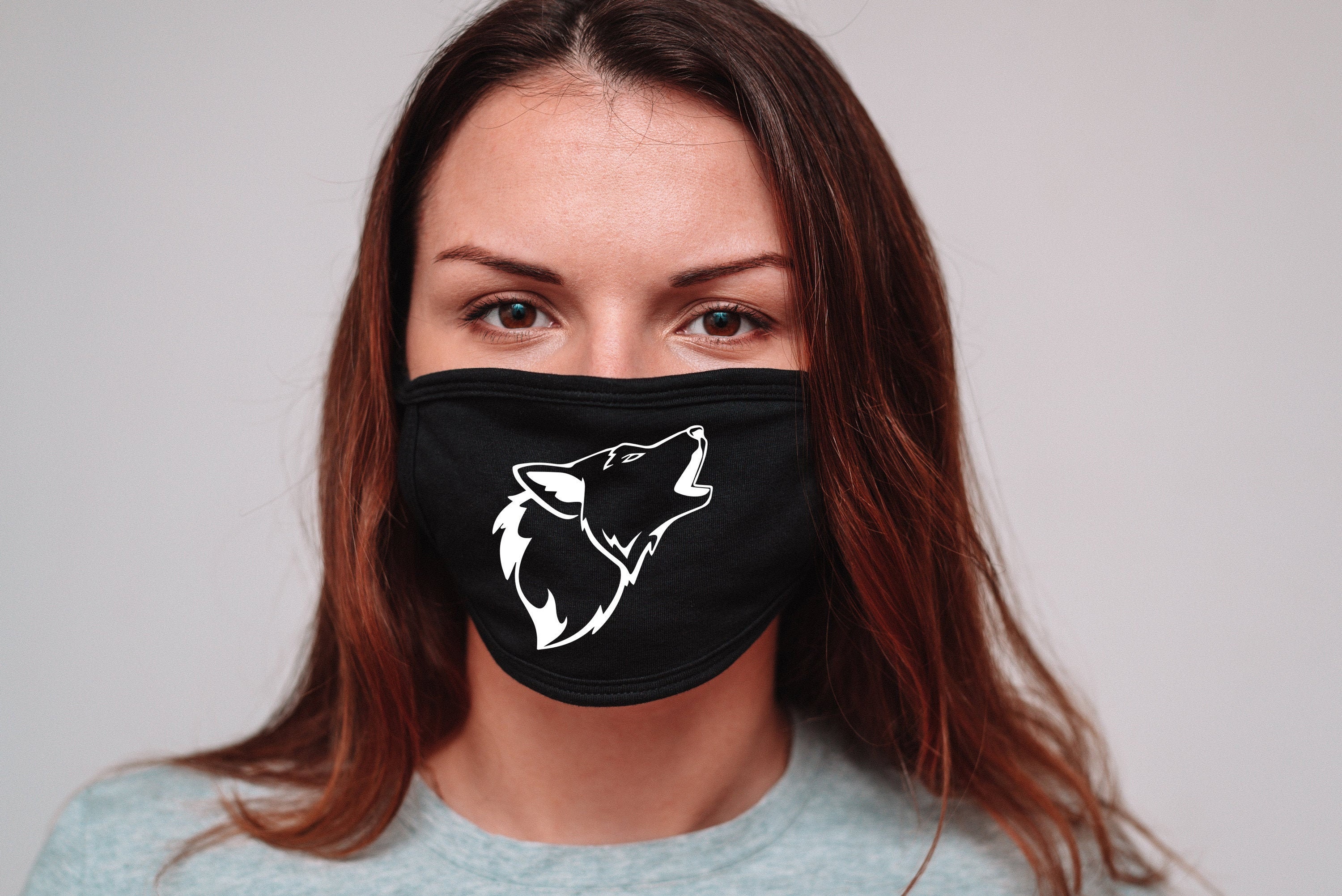 Wolf Face Mask Howling Wolf Reusable Cotton Face Cover | Etsy