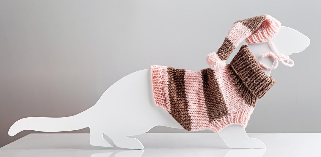 Colored Striped Ferret Sweater With Hat - Etsy