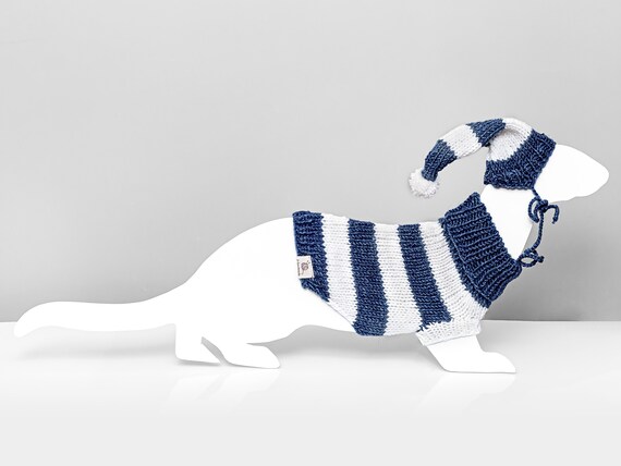 Patterned striped ferret sweater with hat | Etsy