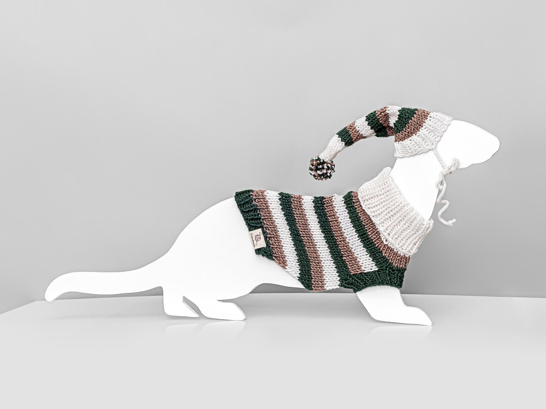 Colored Striped Ferret Sweater With Hat - Etsy