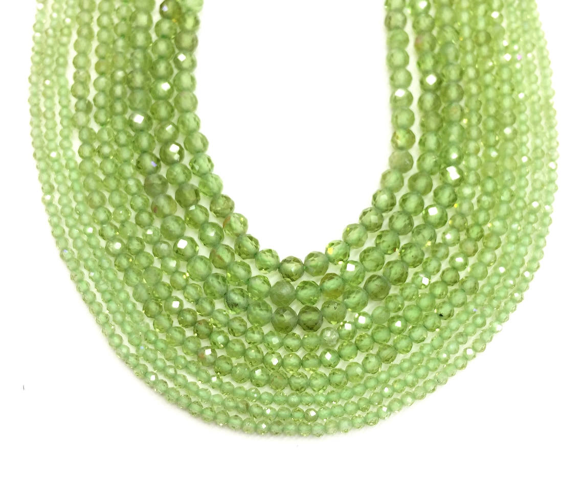 Natural Green Peridot Beads 2mm 3mm 4mm Faceted Round Loose Gemstone ...