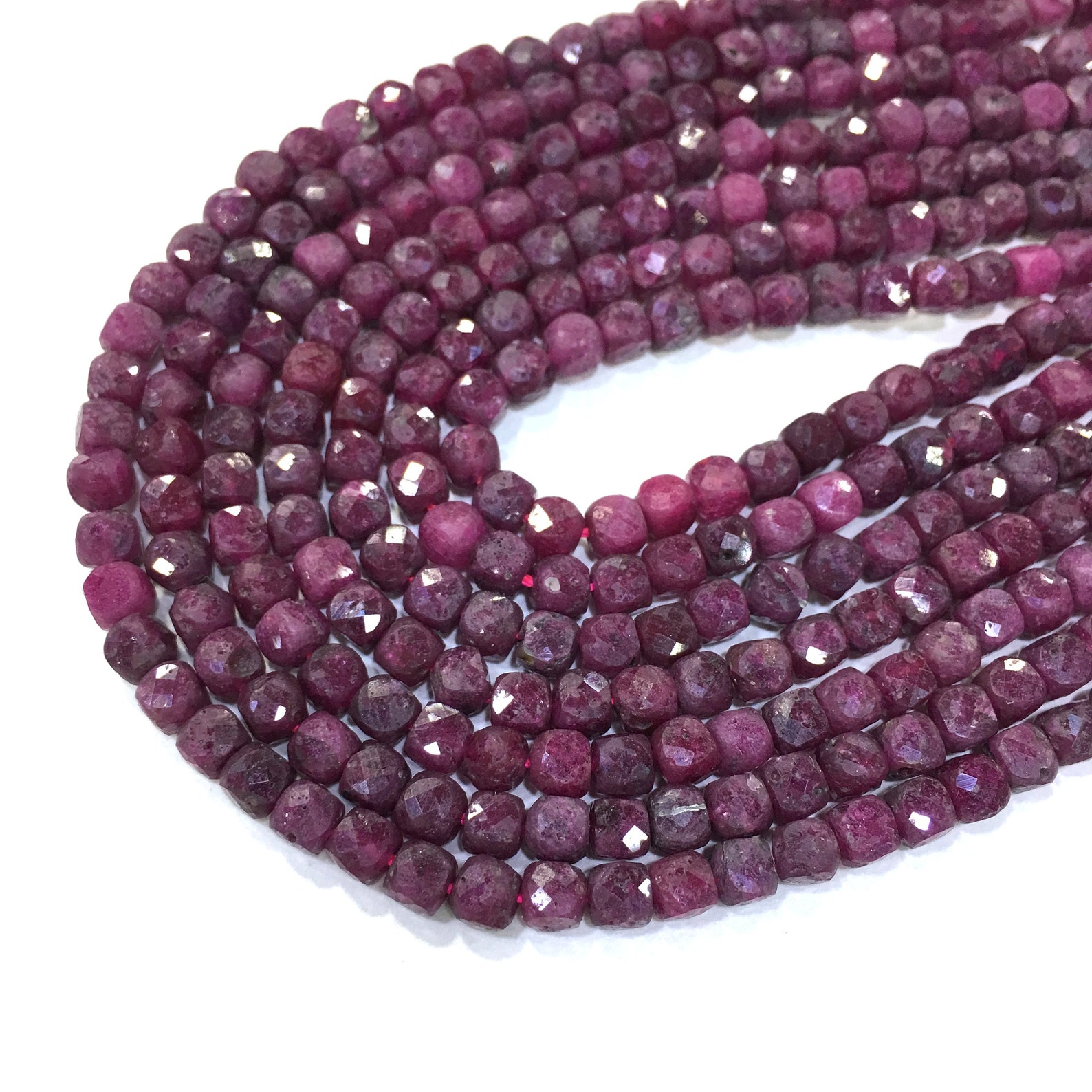 Natural Red Ruby Beads 4-5mm Faceted Square Loose Gemstone - Etsy