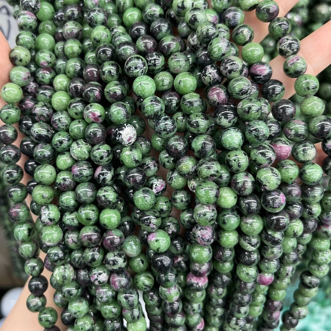 Natural Ruby Zoisite Beads 6mm 8mm 10mm Polished Round Loose Gemstone ...