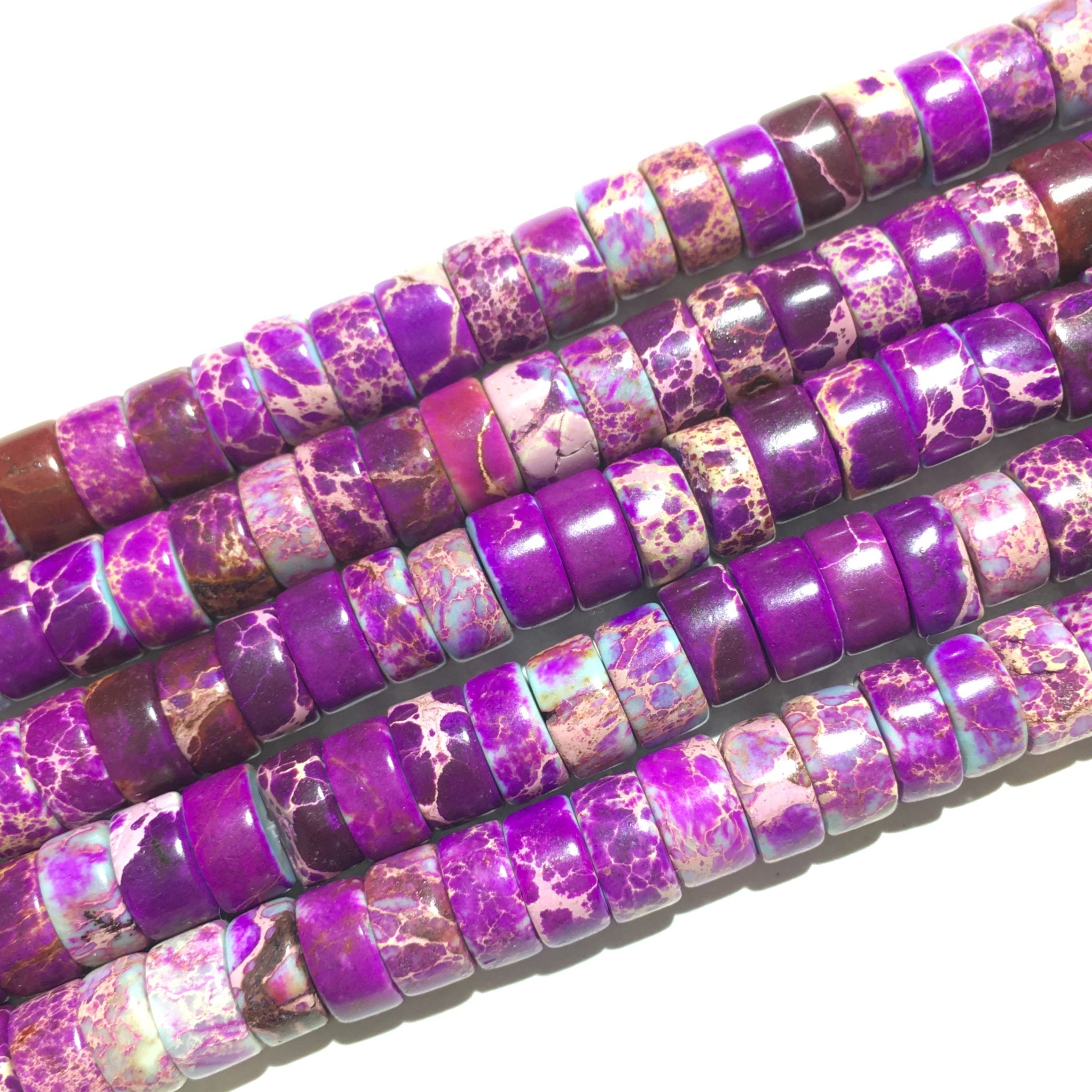 Natural Polished Purple Imperial Jasper Beads 4x6mm Rondelle Loose ...