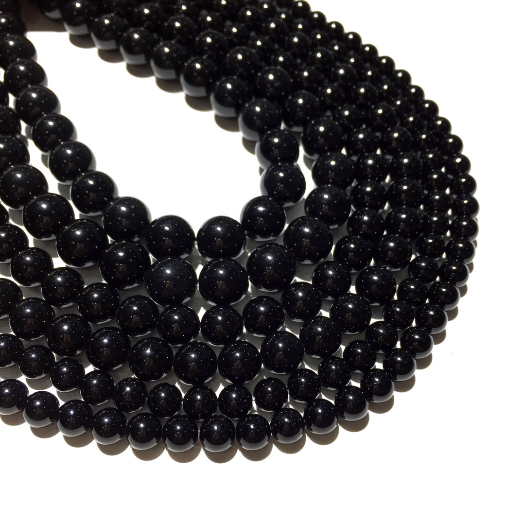 Natural Black Onyx Bead 4mm 6mm 8mm 10mm Round Loose Healing Energy ...