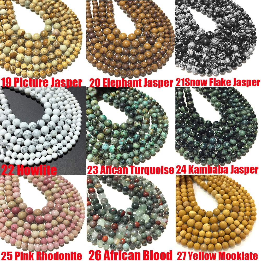 Natural Gemstone Beads 4mm 6mm 8mm 10mm 12mm Round Smooth | Etsy