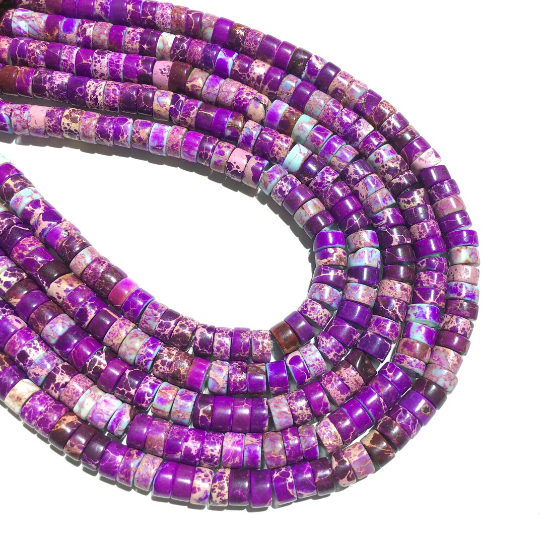 Natural Polished Purple Imperial Jasper Beads 4x6mm Rondelle Loose ...