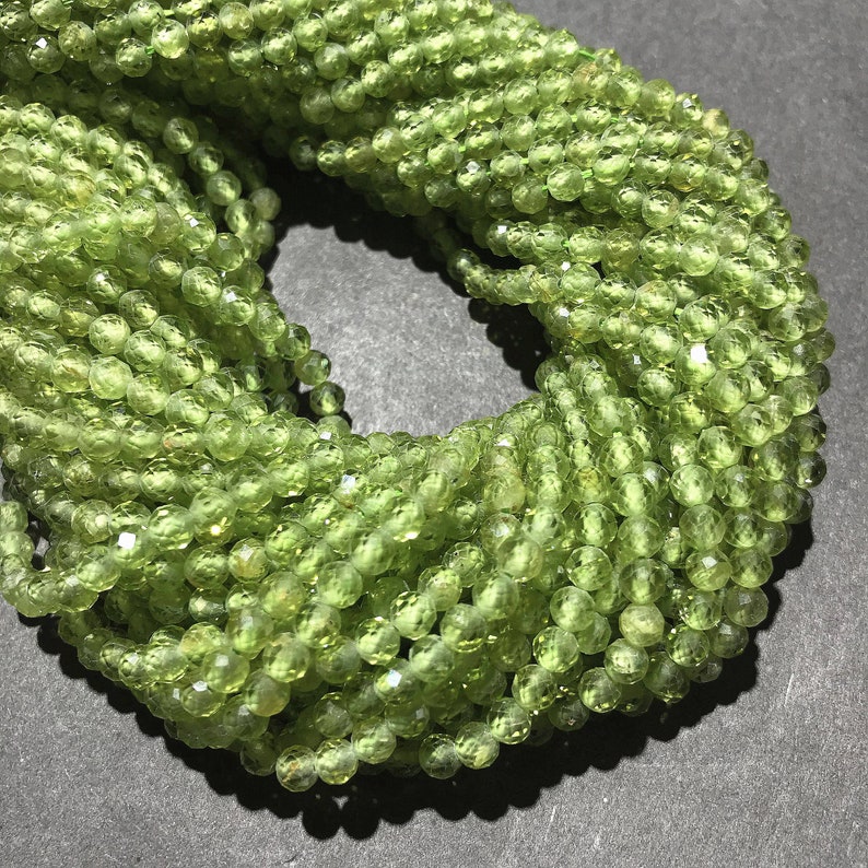 Natural Green Peridot Beads 2mm 3mm 4mm Faceted Round Loose Gemstone ...