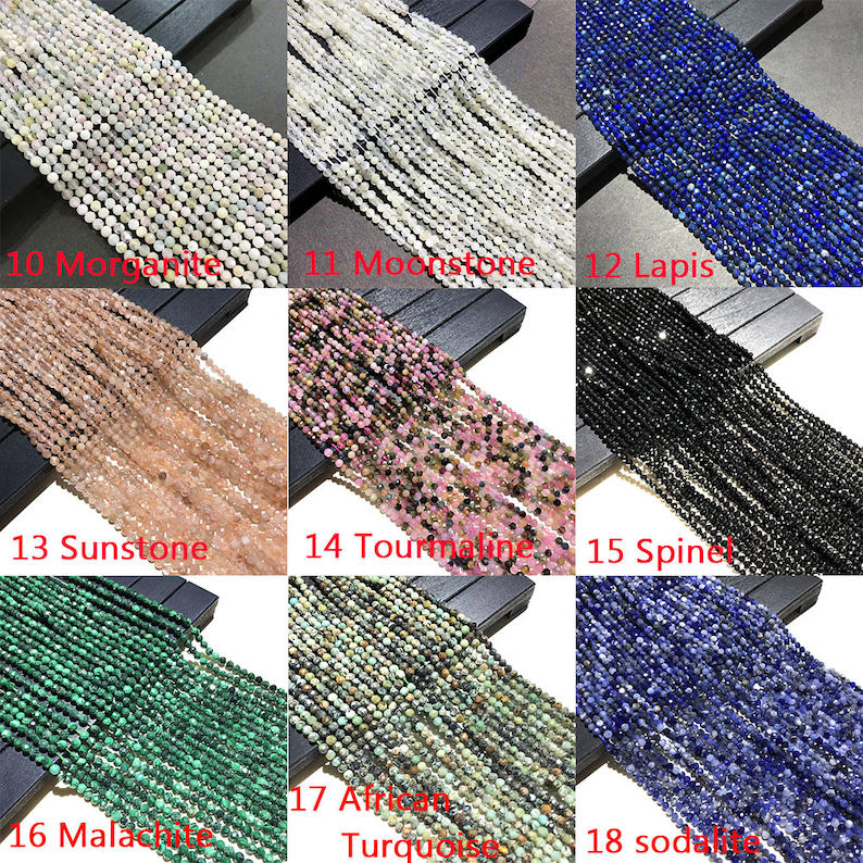 Natural Gemstone Beads 2mm 3mm Faceted Round Loose Gemstone - Etsy